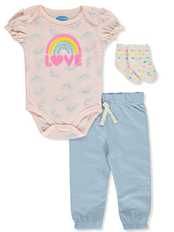 Bon Bebe Baby Girls' 3-Piece Rainbow Pants Set Outfit