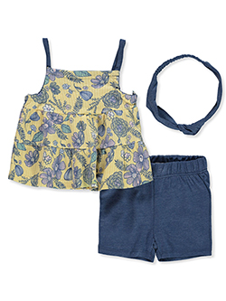 Quiltex Baby Girls' 3-Piece Shorts Set Outfit