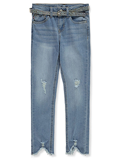 Vigoss Girls' High Rise Belted Denim Skinny Jeans